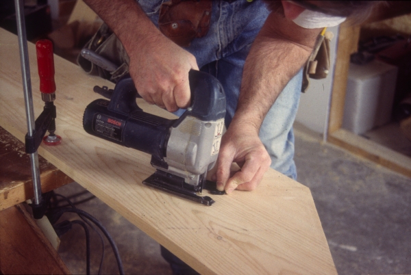 When all the steps are marked out, I break out the saw, and carefully ...